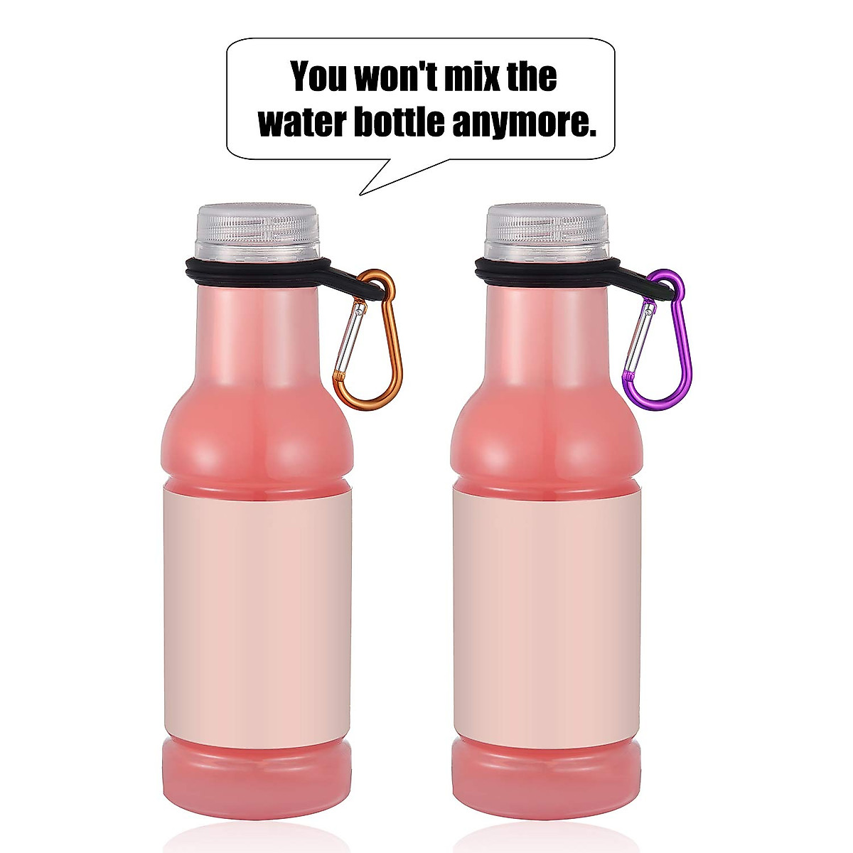 5 Sets Silicone Water Bottle Carrier with 5 Pieces Keychain Clip Key Ring Clip for Outdoor Activities or Daily Use