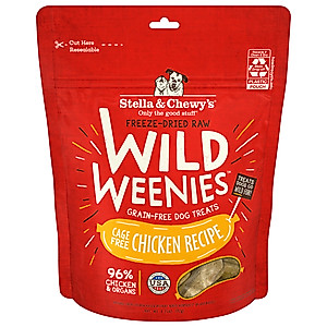 Stella & Chewy's Freeze-Dried Raw Wild Weenies Dog Treats – All-Natural, Protein Rich, Grain Free Dog & Puppy Treat – Great for Training & Rewarding – Cage-Free Chicken Recipe – 3.25 oz Bag