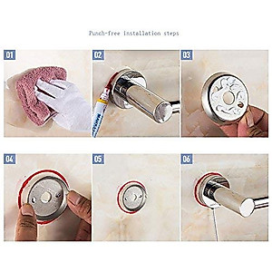 -Shelf Balcony Bathroom Towel Rail,Towel Rack Punch-Free Towel Bar, Towel Rail, Bathroom Towel Bar, Bathroom Accessories, Single Rod, Stainless Steel, Multiple/100Cm