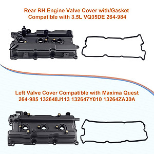 WATERWICH Engine Valve Cover with Gasket Compatible with Nissan Maxima Murano Altima 3.5L Turbo 2002 2003 2004 2005 2006 2007 Replaces 264-985 264-984 (Set of 2)