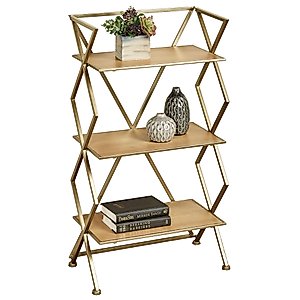 Touch of Class Modern Style Jamie Three Tier Gold Floor Shelf 41 Inches High
