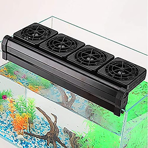 Seven Master Aquarium Chillers, Fish Tank Cooling Fan System 4-Head Wind Power and Angle Adjustable Clip On Chiller, 2 Gears for Control (4-Head)