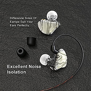 BASN MMCX Triple Driver in-Ear Monitors with Rich Bass, HiFi Stereo IEM Earphones with Upgraded Detachable Cables for Audiophiles Musicians (Porcelain White)