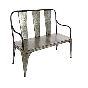 Deco 79 Farmhouse Metal Solid Outdoor Bench, 47" x 26" x 40", Silver