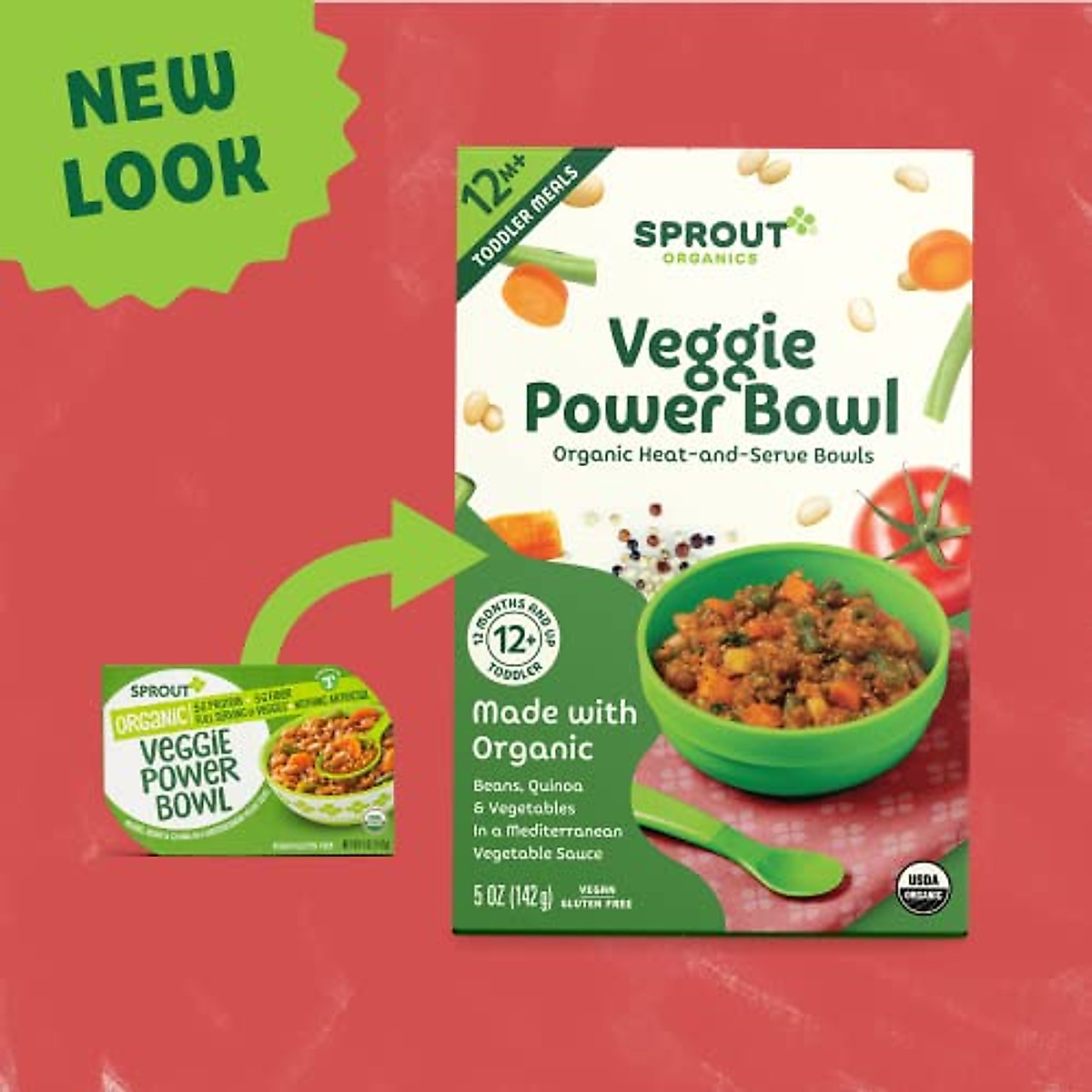 Sprout Organic Baby Food, Toddler Meals, Mediterranean Veggie Power Bowl with Beans & Quinoa, 5 Oz Bowl (8 Count)