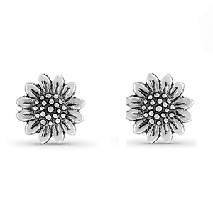 Boma Jewelry Sterling Silver Sunflower Stud Earrings
