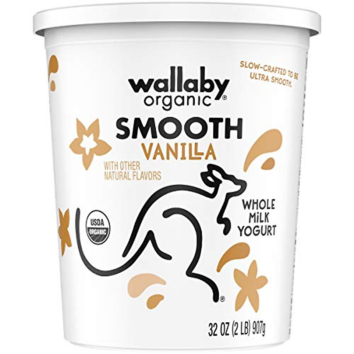 Wallaby Organic Aussie Smooth Whole Milk Regular Yogurt, Vanilla, USDA Organic, 32 oz.