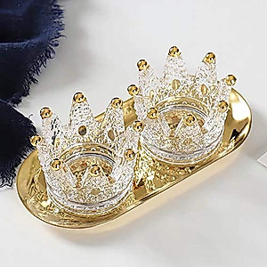 Lemonadeus Beauty Blender Holder Makeup Sponge Holder Crown Glassware Stand Storage Powder Puff Display Stand（2 Pack） (1 gold and 1 clear)