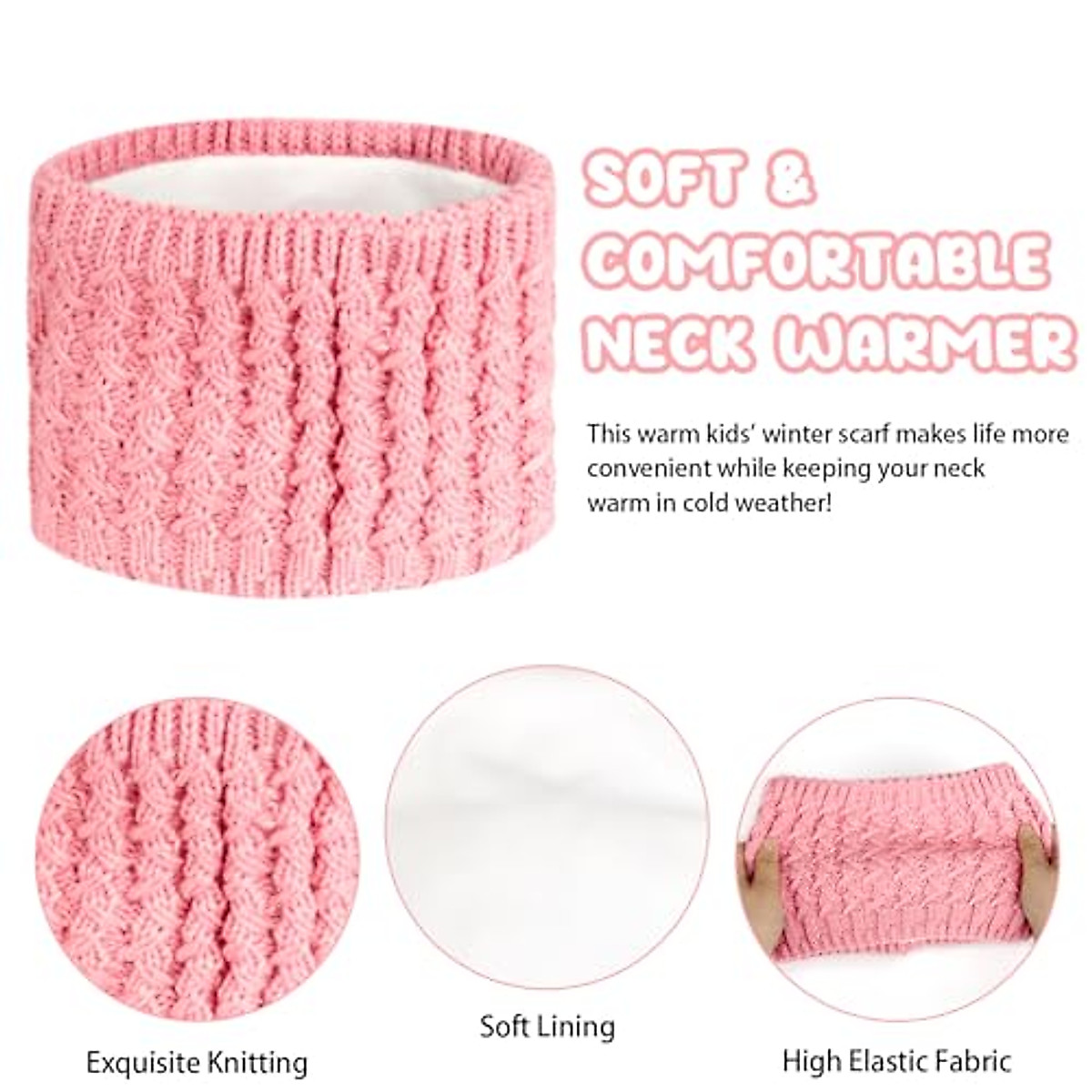 Kids Winter Beanie Hat Scarf Touchscreen Gloves Set, Fleece Lining Boys Girls Winter Hat Neck Warmer Gloves for 1-6 Years