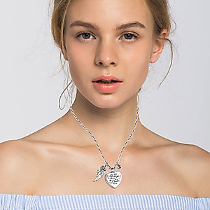 Heart Urn Necklace for Ashes with 12 Birthstones, Cremation Ashes Jewelry Keepsake with Angel Wing - Your Wings were Ready, But My Heart was Not (Your Wings were Ready)