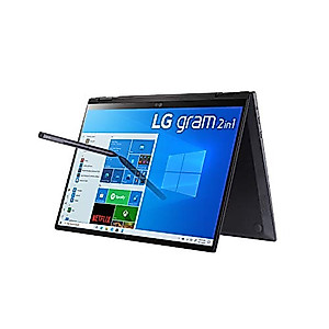 LG Gram 14T90P - 14" WUXGA (1920x1200) 2-in-1 Lightweight Touch Display Laptop, Intel evo with 11th gen Core i7 1165G7 CPU, 16GB RAM, 1TB SSD, 24.5 Hours Battery, Thunderbolt 4, Black - 2021