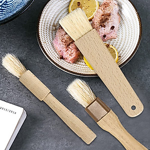 4 Pcs Pastry Brushes,DanziX Round and Flat Oil Brush with Boar Bristles Used for Cooking Baking BBQ Sauce Basting