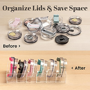 Gracenal Acrylic Tumbler Lid Organizer for Stanley Cup Accessories, Cabinet Pantry Kitchen Organizers and Storage Bins for Stanley 40 oz Tumbler with Handle/Yeti Tumbler Lid/Simple Modern Lids Gifts