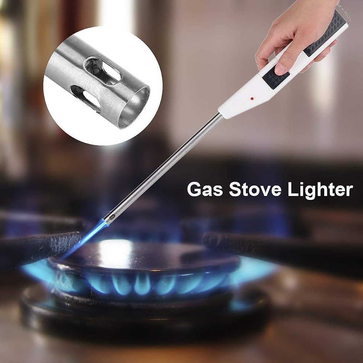 Fdit Electronic Kitchen Gas Stove Lighter Oven BBQ Candle Safety Ignitor Home Kitchen Outdoor Camping Picnic Use(Black)