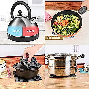 Smithcraft Silicone Trivet Pot Mat for Countertop Trivest Pads Heat Resistant Table Placemats 4 Pack,Size:7.5x7.5 Inch, Color: Grey, Shape:Square