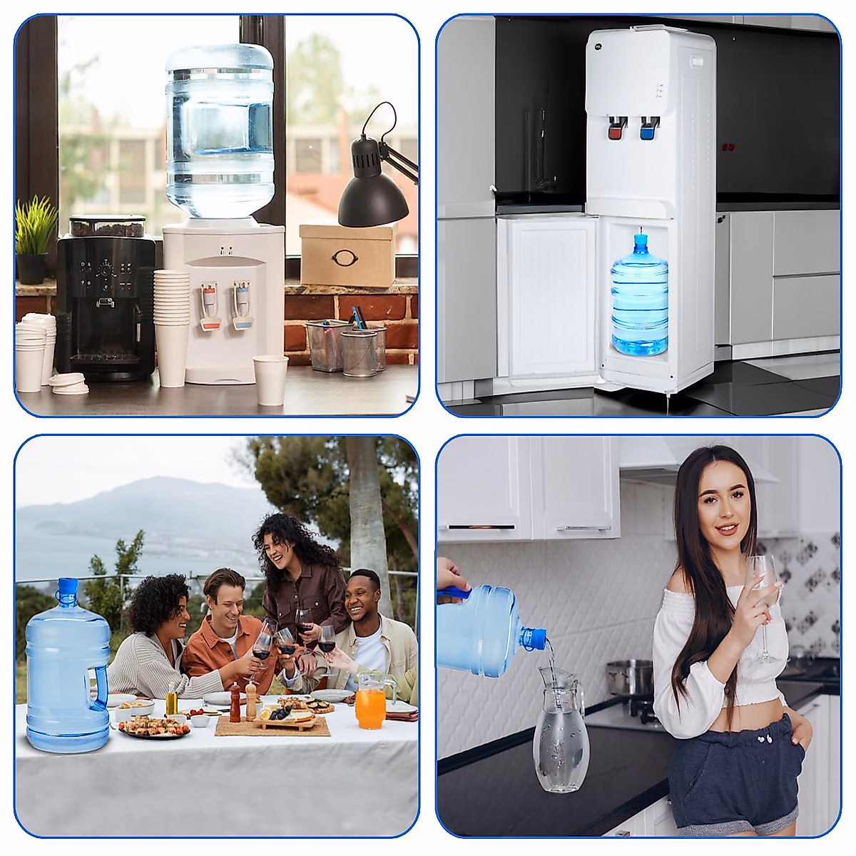 EBOS 3 and 5 Gallon Water Jug Cap, Reusable Water Bottle Cap, 55mm Silicone Non Spill Replacement Cap, Anti Splash Water Bottles and Water Dispenser Caps (3), 5G-111