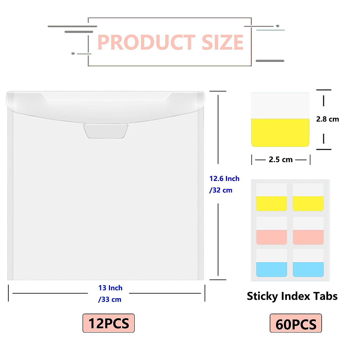 Cldamecy 12 Pieces Transparent Scrapbook Organizer Envelopes Storage Pockets Sleeves for Storing 12 x 12 inch Paper,Cardstock,Vinyl Scraps with 60 pcs Label Stickers