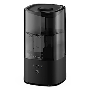 ROSEKM Humidifiers for Bedroom, 2.0L Cool Mist Humidifier for Plant and Baby Nursery, Small Quiet Air Humidifier, Ultrasonic, Filterless, Auto Shut-Off, Black