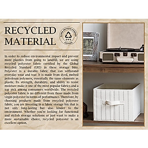 StorageWorks Storage Baskets for Shelves, Foldable Fabric Closet Storage Bins with Handles, Fabric Storage Bins Clothes Organizer, White with Grey, Dotted Line, 3-Pack, Medium