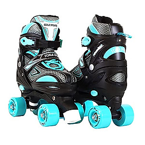 Scale Sports Adjustable Roller Skates for Kids Teen and Ladies Small Size Turquoise