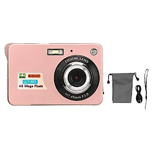 Digital Camera, Builtin 4K Antishake Rechargeable Compact Camera with Fill Light for Photography (Pink)