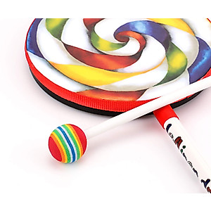 Foraineam 2 Pieces 8 Inch Lollipop Drum with Drum Beater Lollipop Hand Drum Musical Educational Percussion Instrument