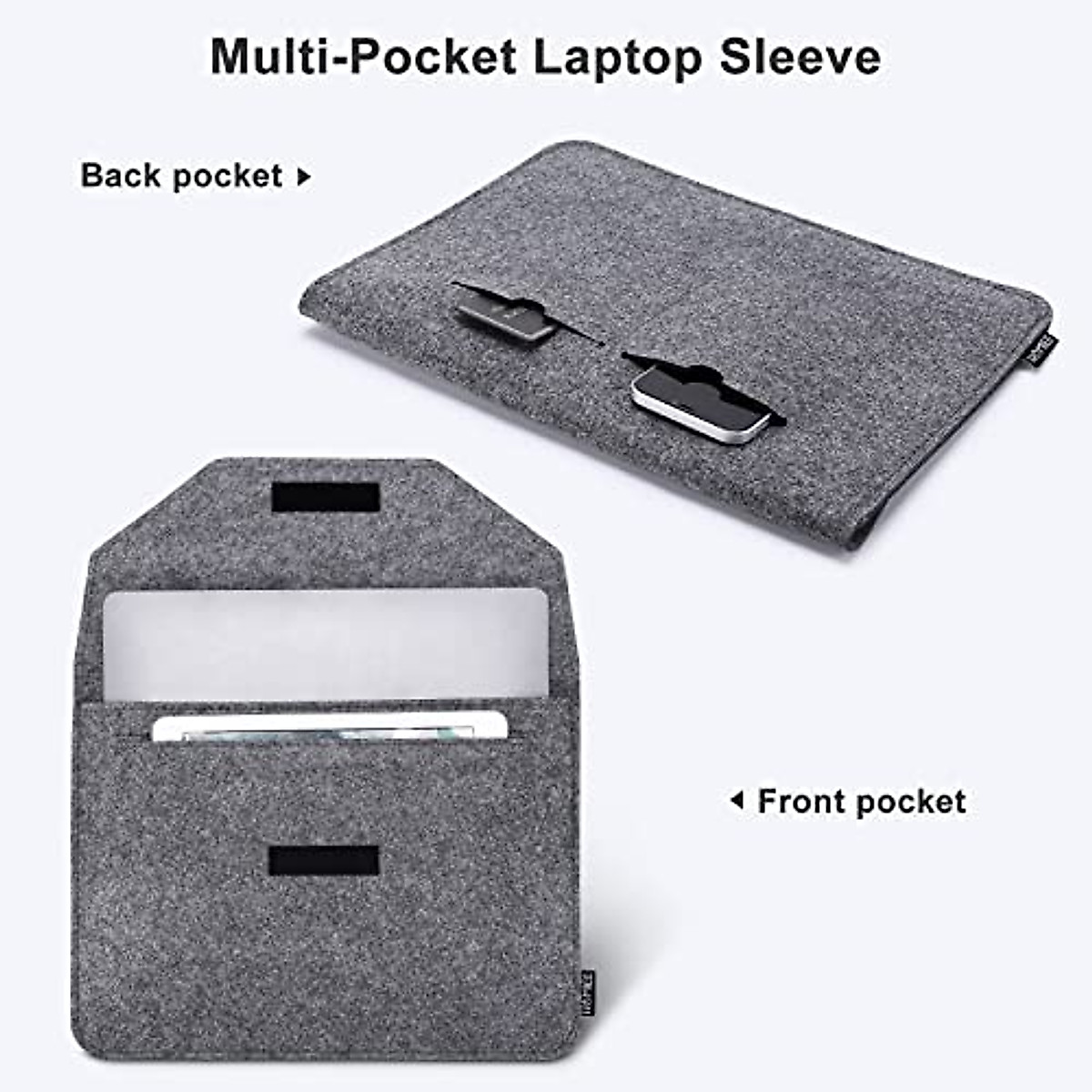 HOMIEE Laptop Sleeve Bag Compatible with MacBook Air/Pro, 13-13.3 inch Notebook, Compatible with MacBook Pro 14 inch 2023-2021 A2779 M2 A2442 M1, Felt Bag with Pocket and Small Case