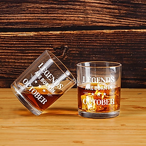 Futtumy Legends Are Born In October, 10 Oz Whiskey Glass, Birthday Gifts for Men, October Mens Birthday Gifts, 40th 50th 60th Mens Birthday Gift Ideas for Dad Grandpa Husband Son Uncle Coworkers