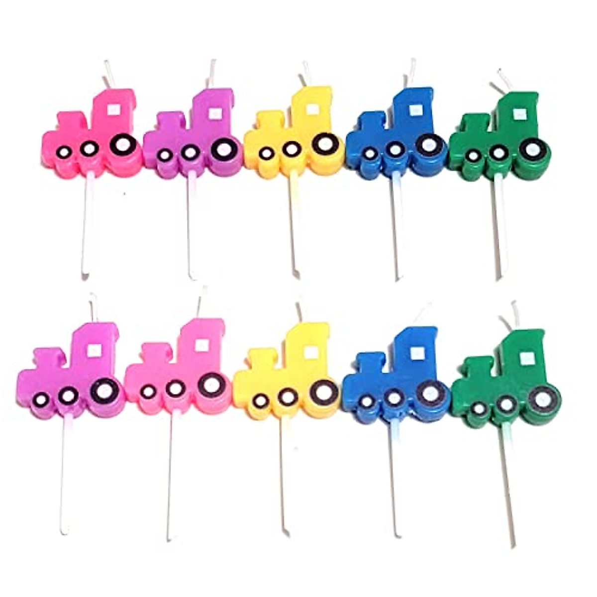 JM Future 10 Count Special Cake Candles Topper with Holder for Wedding Party Birthday Valentine's Day Cake Decoration, Perfect Wish Gift for Kid and Adult (Train)