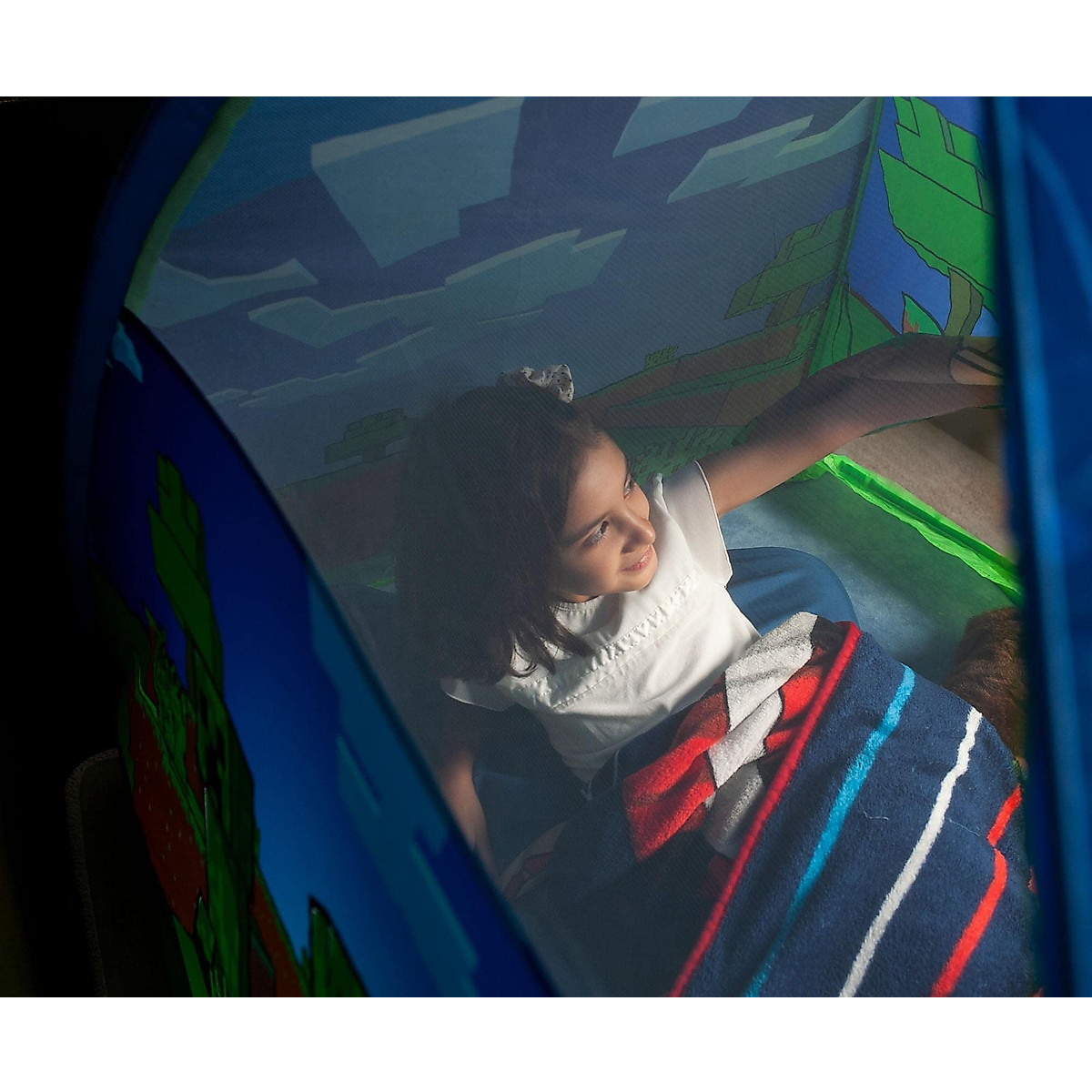 Minecraft Indoor Bed Tent Fort | Pop-Up Canopy Tents & Shelters, Fort Playhouse for Kids, Indoor Activities, Reading Nook Playroom