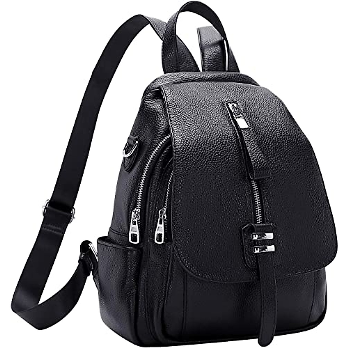 Convertible Genuine Leather Backpack Purse Casual Shoulder Bag Casual Daypack for Women Girls