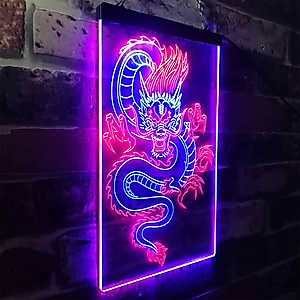 ADVPRO Chinese Dragon Room Display Dual Color LED Neon Sign Blue & Red 12" x 16" st6s34-i3225-br