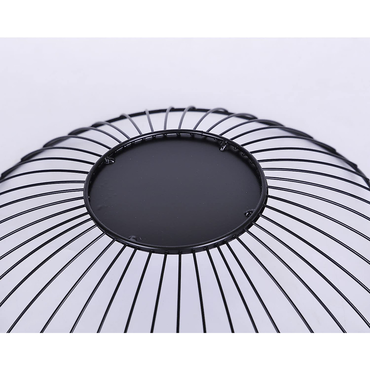IBWell Short Curved-Edge Modern Creative Stylish Single Tier Dish,Metal Iron Wire Fruit Vegetables Bread Decorative Stand Serving Bowls Basket Holder (Black)