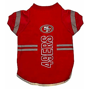 Pets First NFL San Francisco 49ers Dog T-Shirt, Football Dogs & Cats Shirt - Durable Sports PET TEE - 3 Sizes, NFL PET Outfit, Reflective TEE Shirt in Team Color, Cool Football Dog Tee