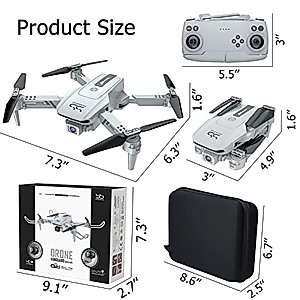 ScharkSpark Drone with 2K HD FPV Dual Camera for Adults and Kids, Mini RC Drone with 3D Flips/Altitude Hold/Headless Mode/Gesture Selfie/Waypoint Flight, 2 Batteries and Case, Gifts for Boys and Girls