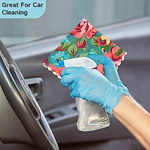 Kcldeci Red Green Rose 6 Pack Dish Cloths for Washing Dishes Kitchen Dishcloth Microfiber Dish Towel Rags Absorbent Reusable Cleaning Drainer Washcloths