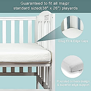 Hygge Hush Pack n Play Mattresses, Pack and Play Mattress Pad, Playard Mattress Memory Foam, Portable Toddlers Mattress Firmness Featuring Soft Removable Washable Outer Cover(38"x26"x3")