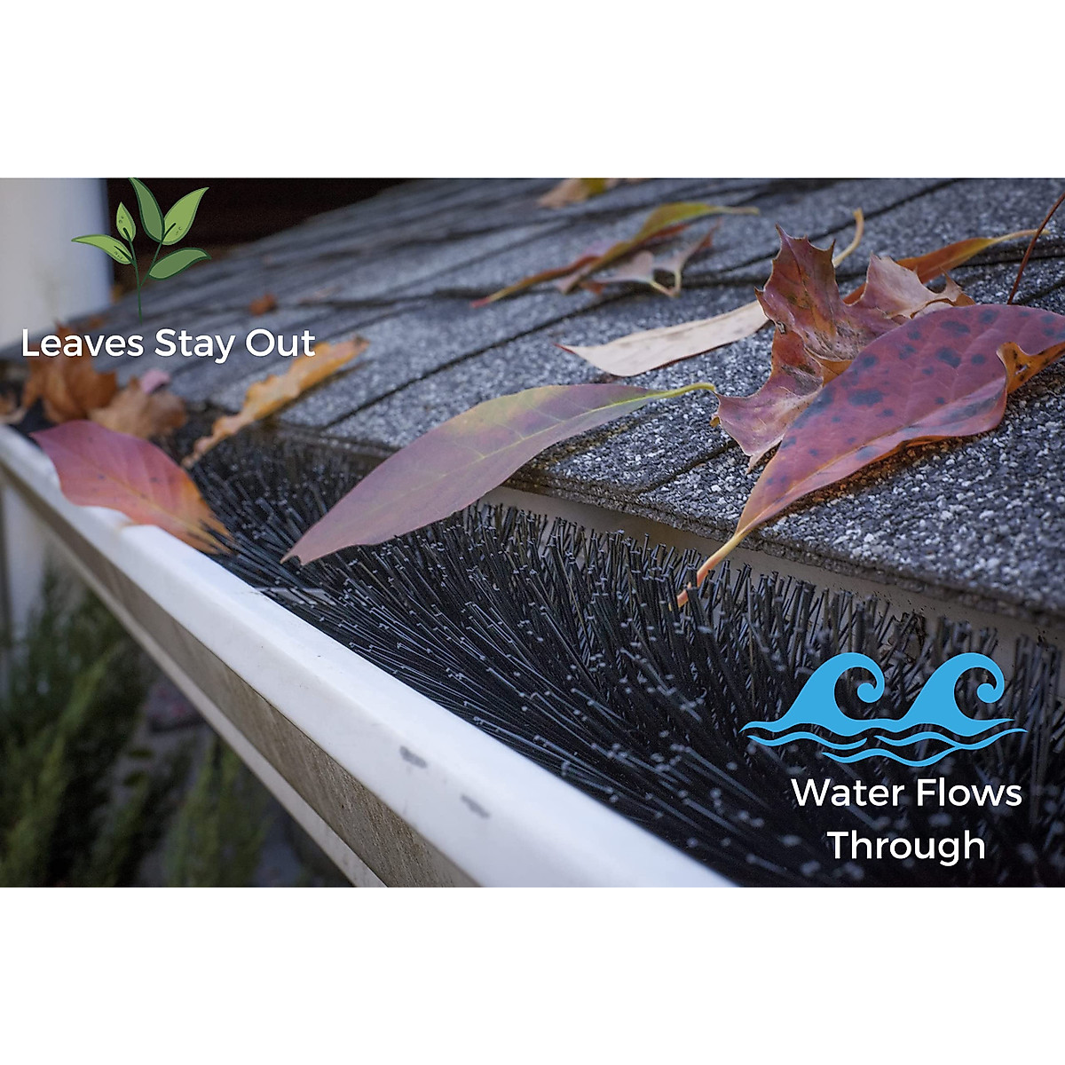 Gutter Filters By GutterBrush - 60 Ft. Prevent Gutter Clogs - Reduce Gutter Cleaning - Protects 6 Inch Gutters - Water Flows While Leaves Are Filtered Out