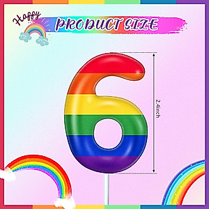 Tondiamo Rainbow Number Candle Birthday Cake Topper Birthday Candle Number Cake Topper Candle for Cake for Boys Girls Kids Party Supplies Rainbow Ornament Decorations (Number 6)