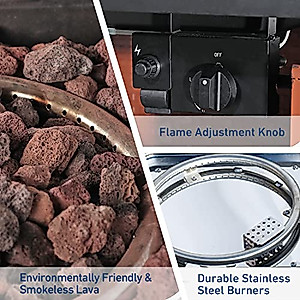 Yangming Propane Fire Pit Table, 30 Inch 50,000 BTU Square Outdoor Gas Firepit with Porcelain Tile Tabletop, Lid, Lava Rocks for Garden, Patio, Deck, Yard, Espresso Brown (QX-OL-FTABLE-EXP)