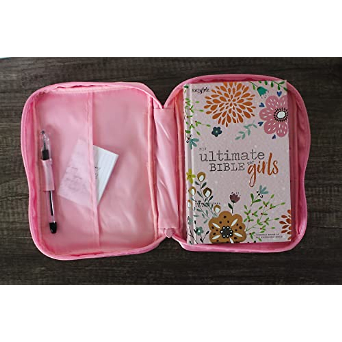 Princess Bible Cover for Girls, Zippered, with Handle, Canvas, Pink, Medium