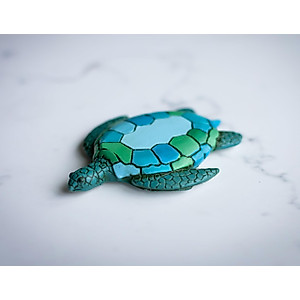 Puerto Vallarta Mexico Souvenir Hand Painted Resin Refrigerator Magnet Sunset and Green Turtle Design 3-Inch Approximately