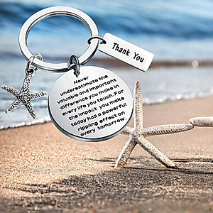 BAUNA Starfish Keychain Never Underestimate The Valuable And Important Difference You Make Social Worker Thank You Gift Volunteers Jewelry (Starfish Keychain)