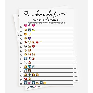 All Ewired Up 50 Bridal Shower Games Emoji Pictionary (50-Cards) Fun Wedding Game Activity, Decorations, Engagement Party, Rehearsal Dinner, Minimalist Script