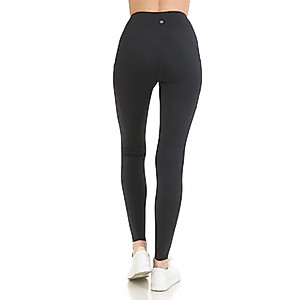 Leggings Depot Women's Athletic Leggings Pocket Yoga Pants (Full Length, Black, Large)