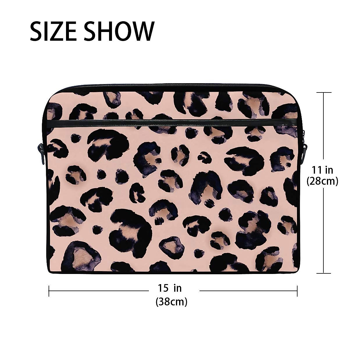 MRMIAN Watercolor Animal Snow Leopard Pink Beige Laptop Case Bag Sleeve Portable/Crossbody Messenger Briefcase Convertible w/Strap Pocket for MacBook Air/Pro Surface Dell ASUS hp Lenovo 15-15.4 inch