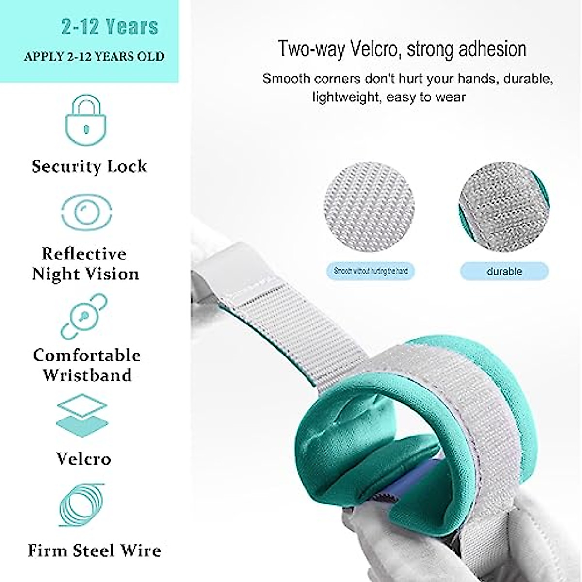 Anti Lost Wrist Link 2 Pack, WSZCML Toddler Safety Leash with Key Lock, Reflective Child Walking Harness Rope Leash for Kids & Babies, 2.5M / 8.2ft Cyan + 2.5M / 8.2ft Light Pink