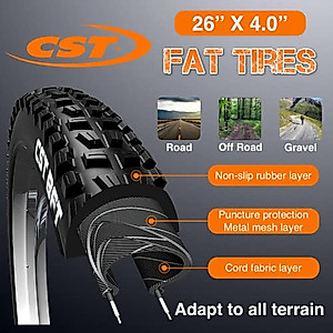 ETEK Hunter e Bikes for Adults Electric - 2X 48V 15Ah Panasonic Battery - BAFANG 1000W MID-Drive Motor Electric Bicycles for Men - CST 26" x4.0 Fat Tire Electric Bike | Shimano 7 Gears Mountain Bike