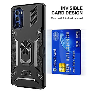 Military Grade Phone Case with Ring Card Holder Belt Clip Fits for Moto G Stylus 2022 6.8" Shockproof Moto G Stylus 2022 Case with Screen Protector Moto G Stylus 4g 2022 with Kickstand (Black)
