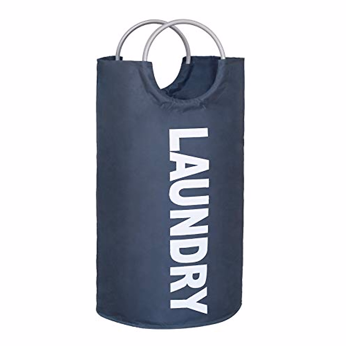 Topline Portable, Self Standing Collapsible Laundry Fabric Hamper Tote Bag with Aluminum Carrying Handles - Dark Grey